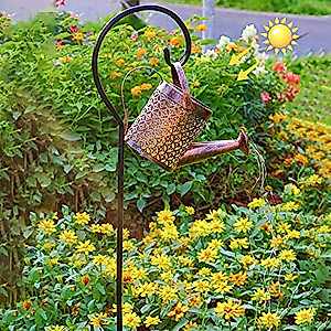 Solar Watering Can with Lights Decorative Garden Stake with Bright LED Waterproof for Solar Garden Decorations Metal Watering Can Solar Lights Stake Outdoor Decorations
