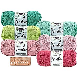 Lion Brand Yarn - Truboo - 6 Pack Assortment with Needle Gauge (Springtime)