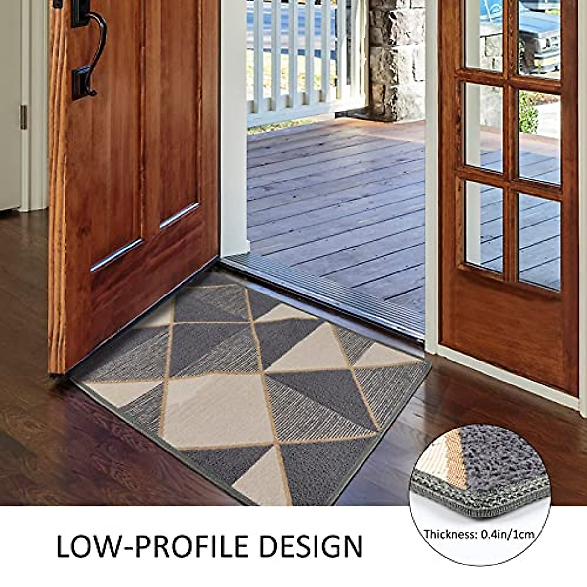 Lavezee Indoor Doormat Front Back Door Rug, 19.6"x31.5" Absorbent Non Slip Soft Floor Inside Mat for Entrance, Patio, Grey