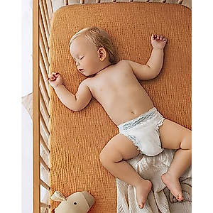 Muslin Crib Sheets for Girls and Boys, Cotton Boho Neutral Fitted Baby Crib Sheet for Standard Crib Mattress & Toddler Bed Mattress (52"x28"), Soft and Breathable, 2 Pack (Retro Yellow&Beige)