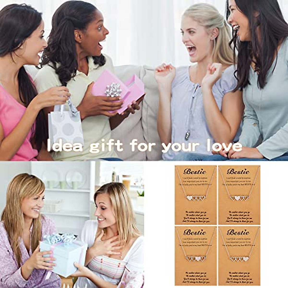 Best Friend Necklaces for 2/3/4/5 Sister Necklace for Girls Friendship Gifts Heart Matching Necklaces Bff Necklace Gifts for Friends Sisters