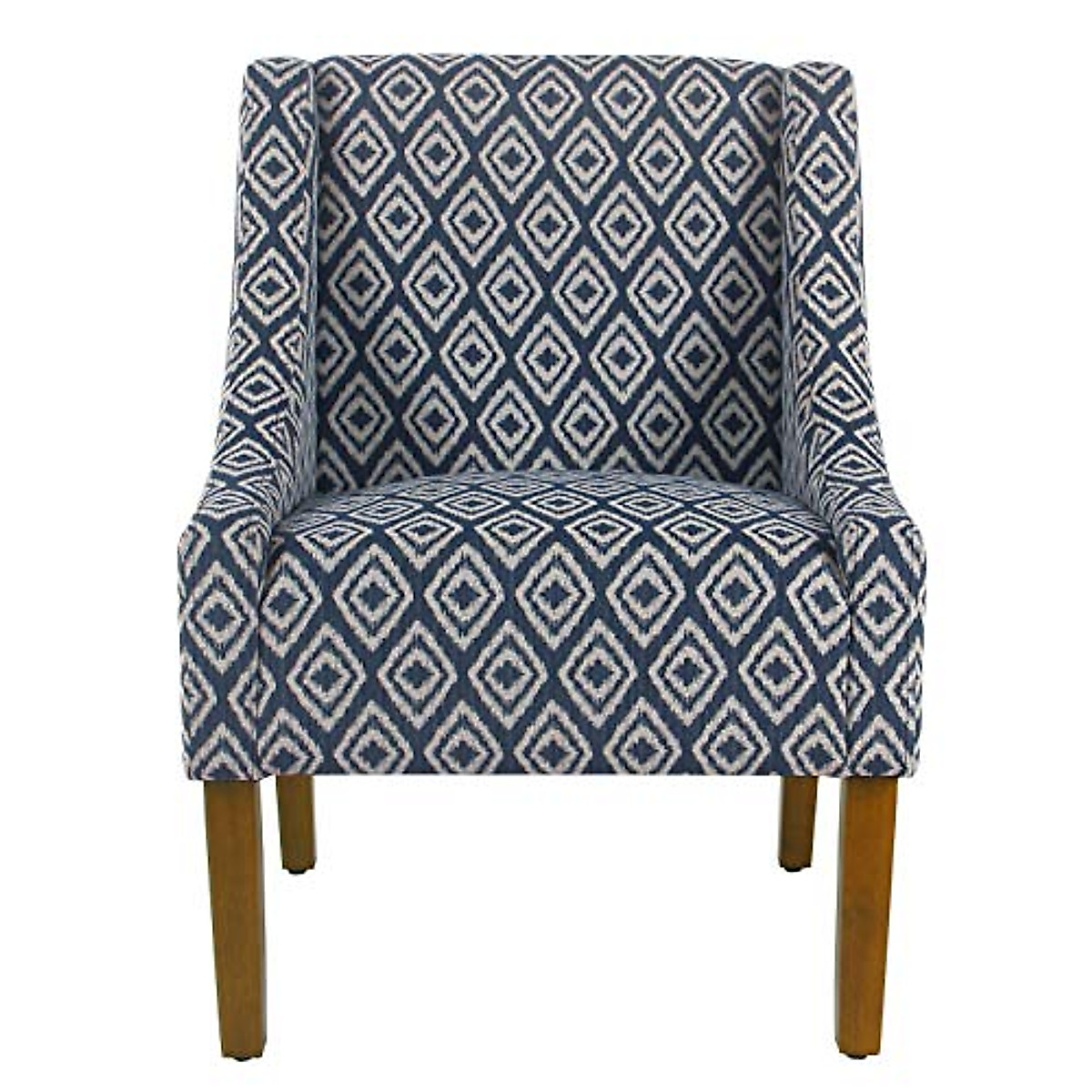 HomePop Modern Swoop Arm Accent Chair, Blue Geometric Pattern