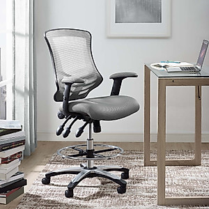 Modway Calibrate Mesh Drafting - Reception Desk Chair - Tall Office Chair in Gray