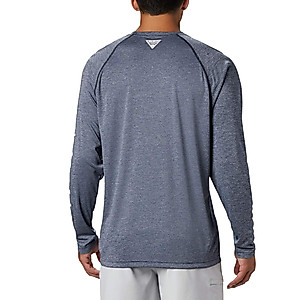 Columbia Men's PFG Terminal Tackle™ Heather Long Sleeve Shirt,Collegiate Navy Heather/White Logo,X-Large