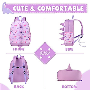 VASCHY Dinosaur Toddler Backpacks, Cute Water Resistant Little Boys Girls Backpack Chest Strap for Kindergarten,Rucksack Schoolbag Bookbag for Kids Pink