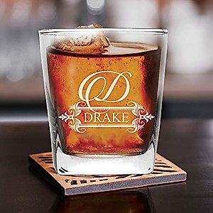 Set of 1, 2, 6, and More Custom Engraved Square Rocks Glasses for Groom, Groomsman - Personalized Whiskey Glass Gift for Wedding Party - Fancy Style (4)