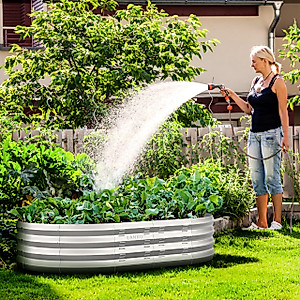 LANXU Galvanized Raised Garden Bed, 0.6MM Thickness, 4x2x1FT, Breathable Side Vents Metal Garden Planter for Vegetables Flowers Herbs