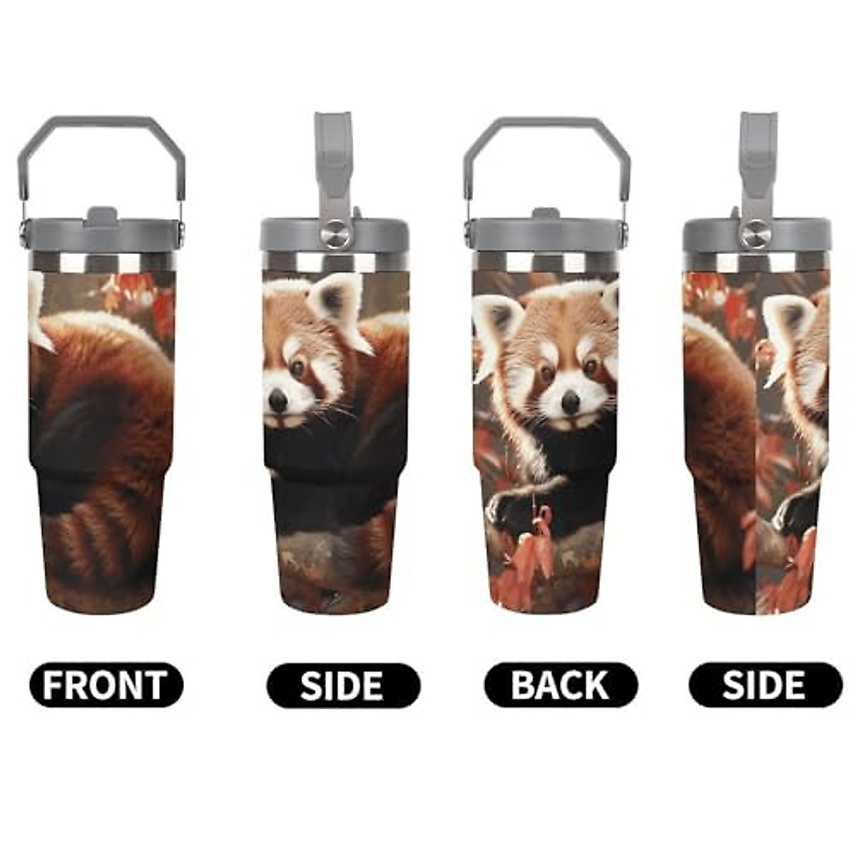 WITHSBKK 30oz Car Cup Red Panda Printed with Portable, Stainless Steel Travel Mug, Vacuum Insulated Tumbler And Straw, Leakproof for Car & Outdoor, UV Printed Design
