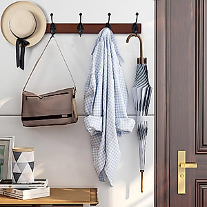 Zhithink Coat Hooks for Wall, Wall Mounted Coat Rack, Coat Hooks Wall Mount, 5 Hooks for Jacket Coat Hat, Pre-Assembled Wall Coat Rack for Entryway Bathroom Bedroom (1 Pack 17.13'' x 1.37'' x 0.59'')