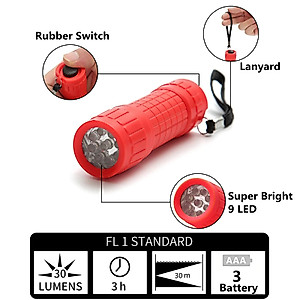 Small Mini Flashlights for Kids 8-Pack , 9-LED Mini Flashlight set with Lanyard Handheld Flashlight for Kids, 24-Pack AAA Battery Included, for Kids/Night Reading/Party/Camping/Emergency