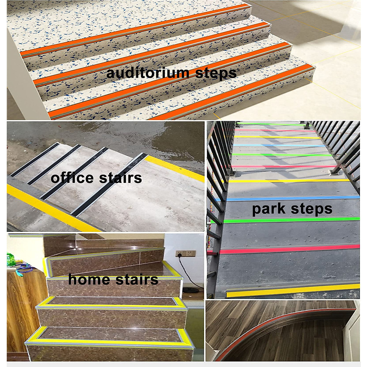 Stair Nosing Edge Anti Slip Traction Treads,Stair Edge Protector,Step Edge Trim Rubber Strips,Easy to Install,Outdoor Indoor Staircases Pads Help Elderly,Children to Walk The Stairs Safely