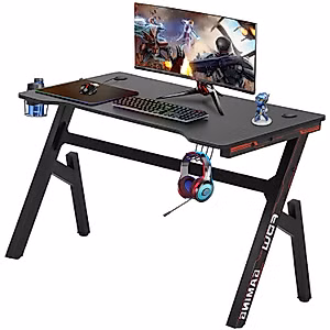 PayLessHere Gaming Desk Z-Shaped More Structure Stable 47" Computer Desk, Ergonomic Racing Style Table for Home Office, Games, Study, Writing
