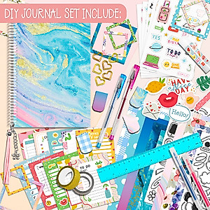 ABERLLS DIY Journal Kit for Girls, Birthday Gift for 6 7 8 9 10 11 12 Year Old Girl, Art Crafts Kits for Tween Teenage Kids, Scrapbook Diary Supplies Toy Set