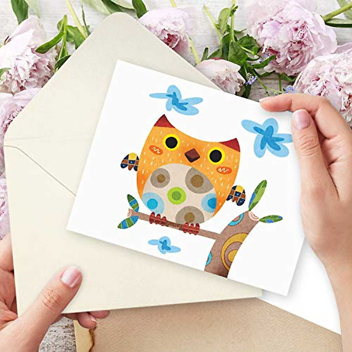 Box of 30 Blank Watercolor Note Cards with Envelopes - All Occasion Blank Greeting Cards (4 x 5.12 Inch) - Cute Animal Thank You Notecard (10 Designs, 3 Each) (Colorful animals)