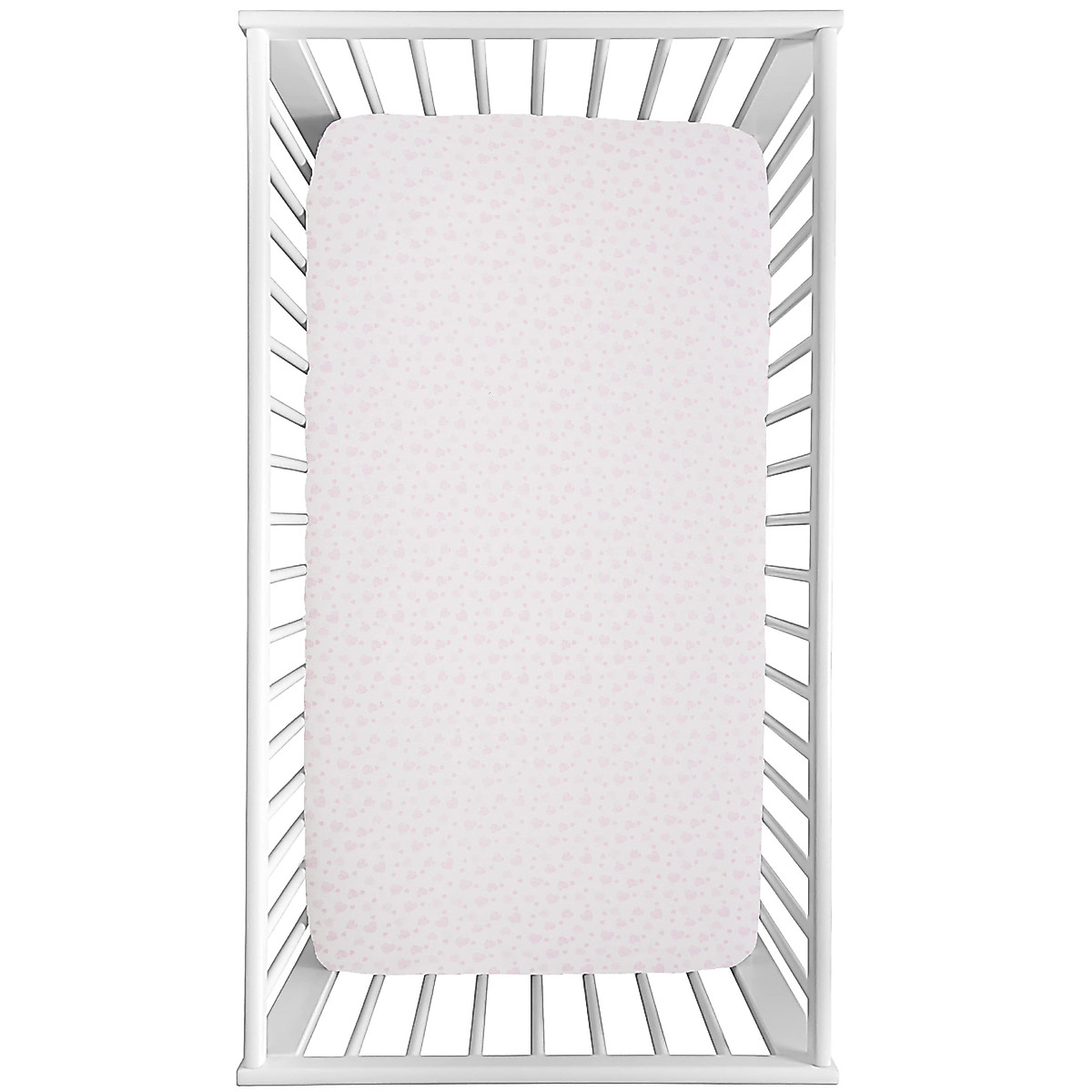 ATACA TEKSTIL 2 Pack 0 Cotton | Soft Breathable Crib Sheets | Baby & Toddler | Fitted Crib Sheet | Made in Turkey (Pink Hearts), 28x52x8 Inches