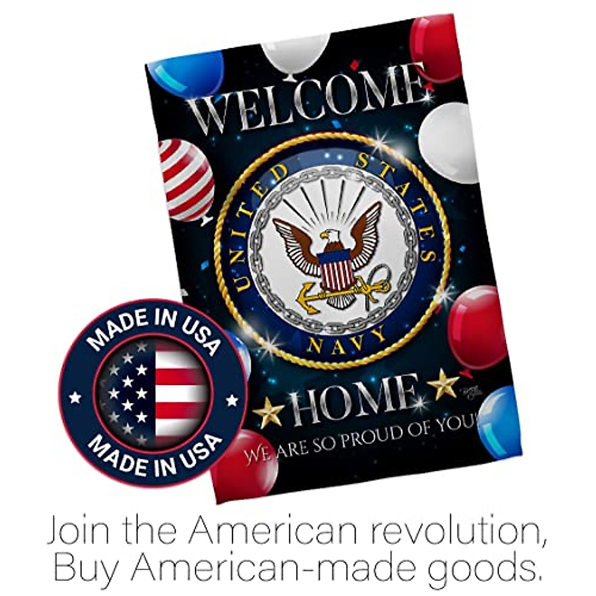 Breeze Decor Welcome Home Navy House Flag Armed Forces USN Seabee United State American Military Veteran Retire Official Decoration Banner Small Garden Yard Gift Double-Sided, Made in USA