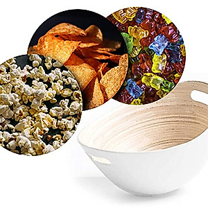 Large Reusable Popcorn Bowl and Chip Holder, Snack Container | Serving Bucket for Family and Parties | Lightweight Bamboo Wood Party Bowls, Buckets, Holders and Containers