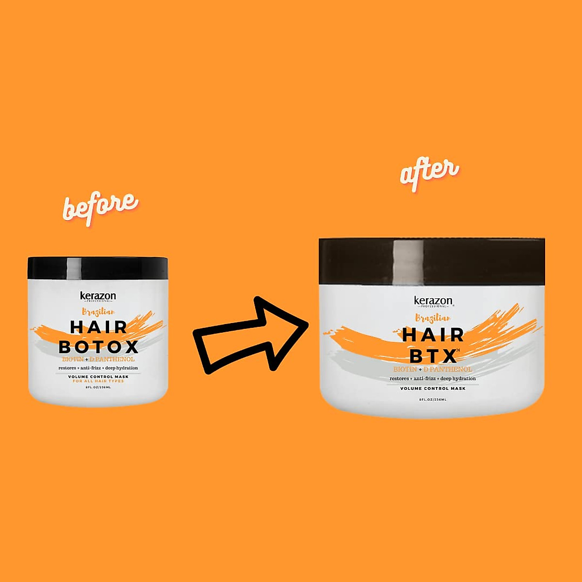 KERAZON Brazilian Hair BTX Treatment Mask 8oz 236ml provides repair for damaged, dry, smoothing, deep conditioning and hydration, nutrition, shine, softness, volume control and smoothness.