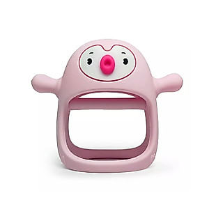 Wearable Penguin Teether, Never Drop Silicone Baby Teething Toy for Infants, Chew Toys for Sucking Needs, Hand Pacifier for Breast Feeding Babies, Car Seat Toy for New Born (Purple)