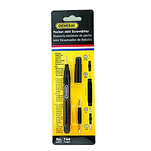 General Tools 744 Pocket 4-in-1 Mini Screwdriver , Black