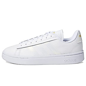 adidas Women's Grand Court Alpha Sneaker, White/White/Gold Metallic, 8.5