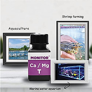 Monitor Calcium/Magnesium HIGH Salinity (Salinity > 5 PPT) Test KIT (120 Tests) - Monitor Aquarium and aquaculture Water Quality