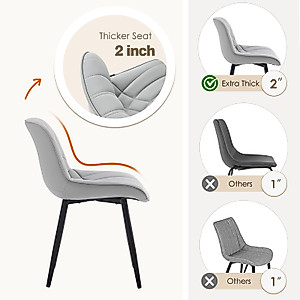 YOUNUOKE Dining Chairs Set of 2 Mid Century Modern Kitchen Chair Comfortable Upholstered Faux Leather Dinner Chairs for Kitchen Dining Room, Grey