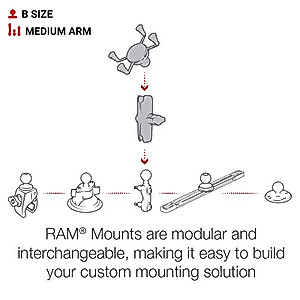 RAM Mounts RAP-HOL-UN7B-201U X-Grip Phone Holder with Composite Double Socket Arm(Medium) Compatible with RAM B Size 1" Ball Components