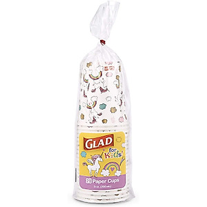 Glad for Kids Unicorn Paper Cups, 20 Count - 6 Pack White Paper Cups with Unicorn Design for Kids - Heavy Duty Disposable Paper Cups for Everyday Use and All Occasions, 120 Cups Total