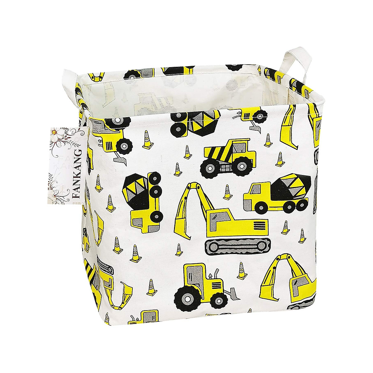 FANKANG Square Nursery Hamper Storage Bins Canvas Laundry Basket Foldable with Waterproof PE Coating Large Storage Baskets Gift Baskets for Children, Office, Bedroom, Clothes,Toys (square engineering)