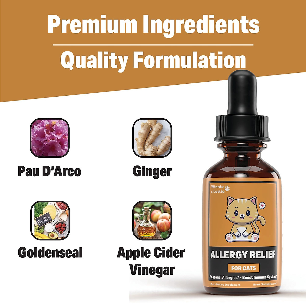 Natural Allergy Relief for Cats | Supports Allergy & Itch Relief for Cats | Cat Allergy | Cat Itch Relief | Cat Itchy Skin Relief | Cat Allergy Relief for Cats | Cat Supplements & Vitamins | 1 fl oz