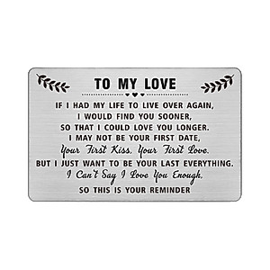 DEGASKEN To My Love Wallet Card - I Cant Say I Love You Enough So This Is Your Reminder - Anniverary Gifts, Fathers Day Card for Men, Valentines for Him, Christmas