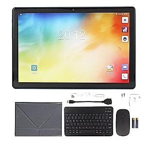 FOLOSAFENAR Capacitive Touch Tablet, 10.1 Inch Tablet Set High Performance CPU Keyboard Mouse US Plug 100‑240V for Android 12.0 for Online Office Work (#1)