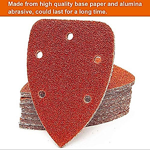 Detail Sander Paper, 120-600 Grits, Hook and Loop Backing, 5 Holes, for Sanding and Polishing, 60 Sheets