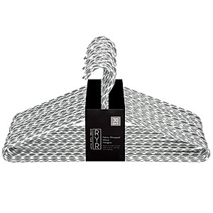 Rethink Your Room 30 Pack of Fabric Wrapped Metal Hangers - Durable and Stylish Closet Solution - Home Essentials - Soft Touch for Your Clothes - Warsaw Grey/White