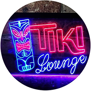ADVPRO Tiki Lounge Bar Mask Beer Ale Pub Dual Color LED Neon Sign Blue & Red 24" x 16" st6s64-s0002-br