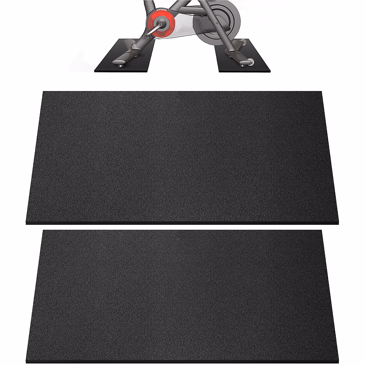 Crostice Double Mat Compatible with Peloton Bike, for Most Bike, Thickness 6mm, Bike Trainer Accessories, 11.8x24 inch * 2 Mat Protect Hardwood Floor Carpet, for Cycling Home Gym Exercise