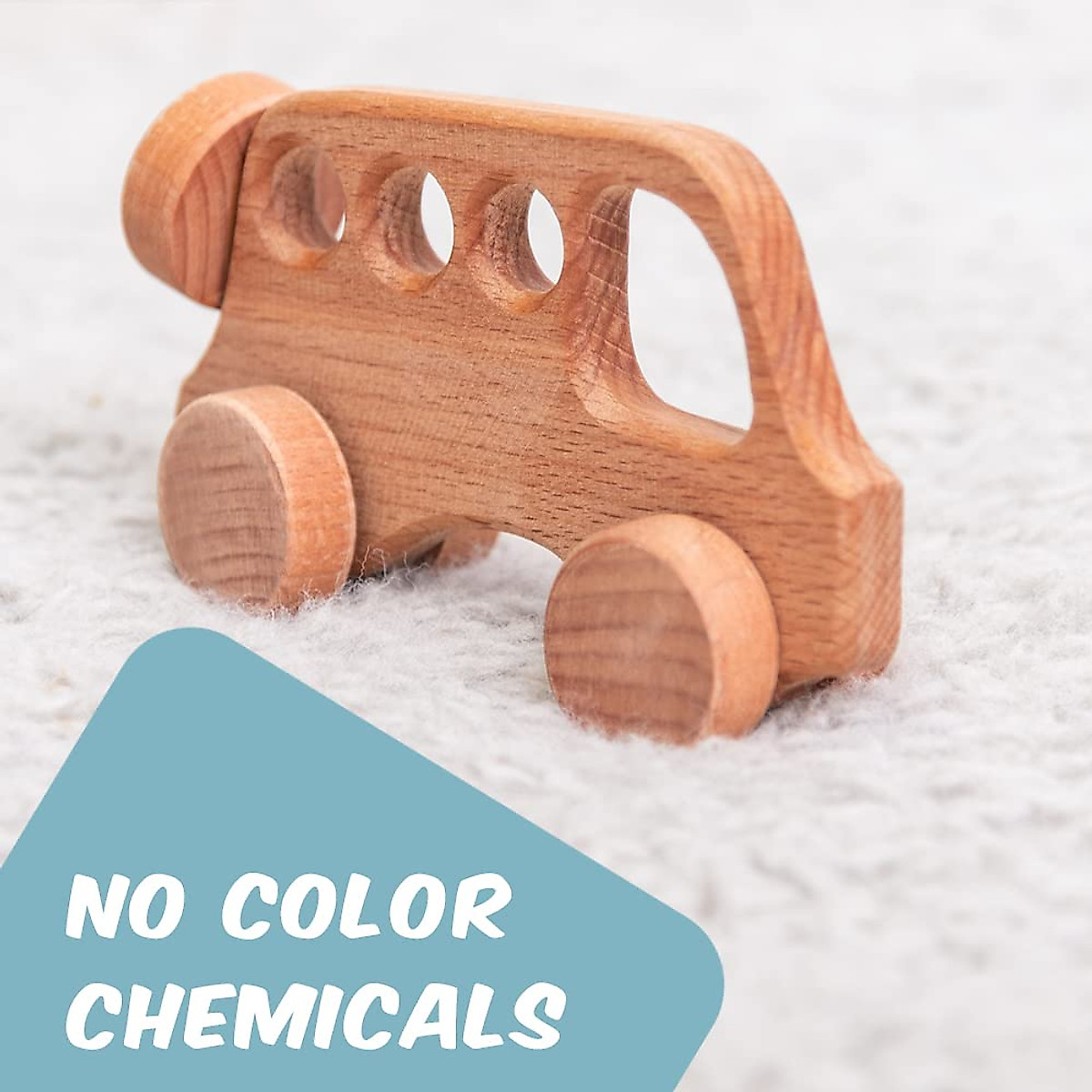 CG Games Wooden Toy Bus with Garage Natural Wood Eco-Friendly Toys for Children Woody Durable Unpainted Toys