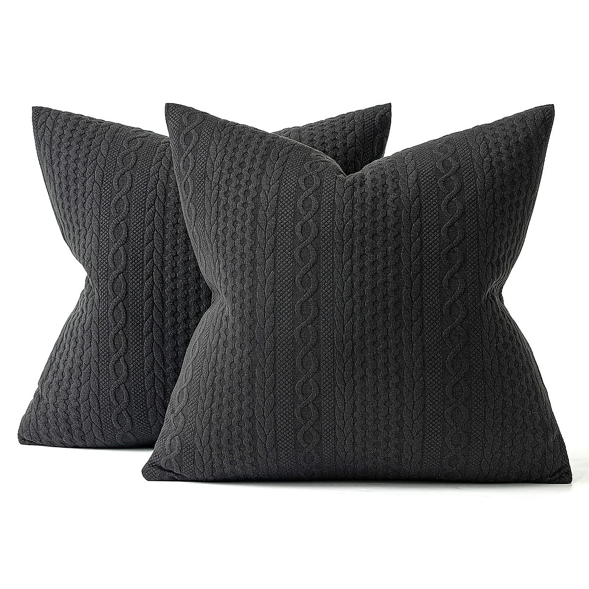 MIULEE Decorative Throw Pillow Covers Set of 2 Super Soft Modern Stretchy Embossed Patterned Cushion Covers for Farmhouse Couch Sofa Livingroom Bed,Black 18x18 inch