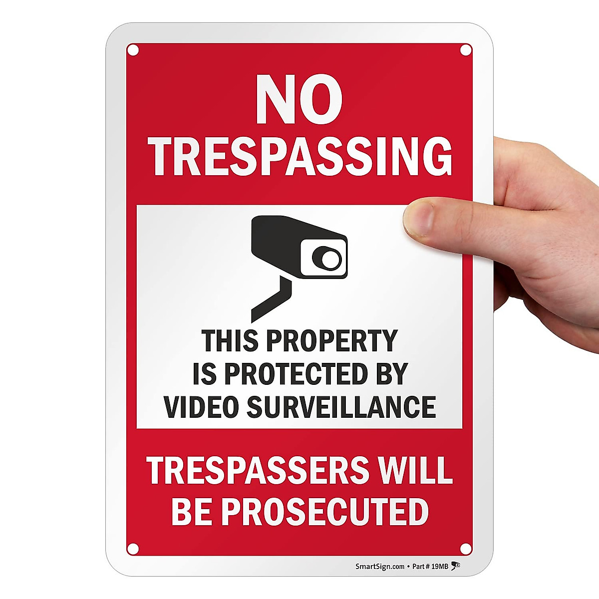 SmartSign "No Trespassing - This Property is Protected by Video Surveillance" Sign | 7" x 10" Aluminum