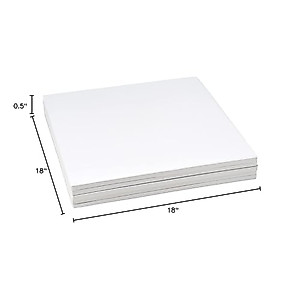 DecoPac Square Cake Drum, Foil Covered Cake Drum, Sturdy Half Inch Thick, Pack of 5, White - 18 Inch