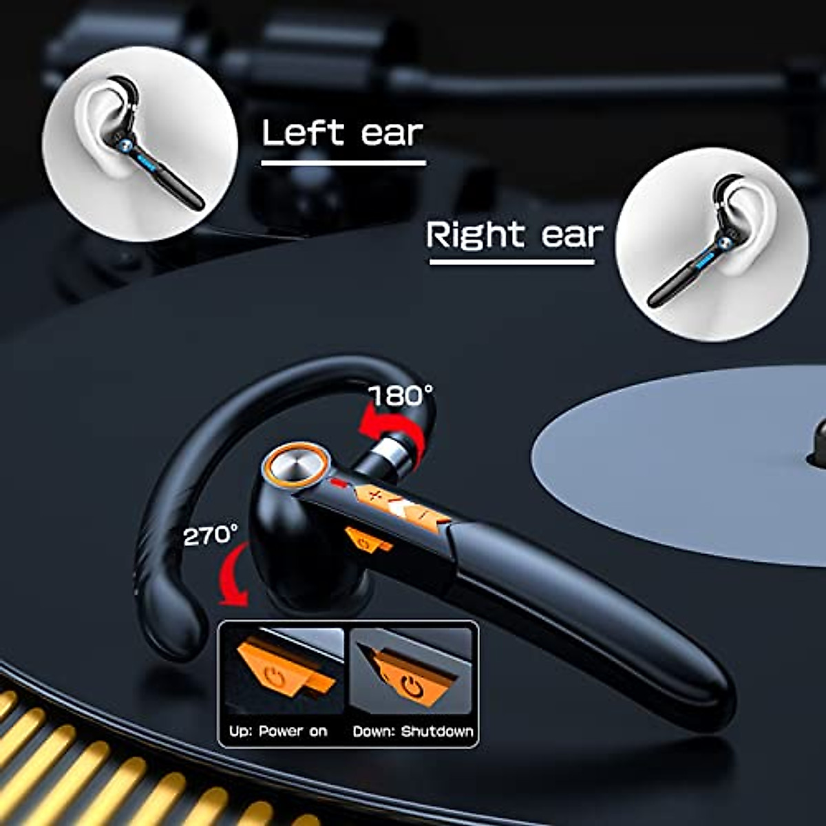 ESSONIO Headphones Bluetooth earpiece Wireless Headphones with mic Cell Phone Noise Canceling earpiece Hands-Free Headset