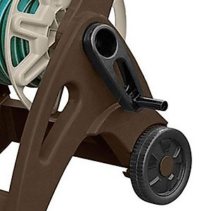 Suncast Hosemobile Portable Garden Hose Reel Cart with Wheels, Crank Handle, and Storage Tray for Gardening Accessories, 225' Hose Capacity, Mocha