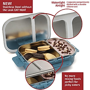 Signoraware Stainless Steel Bento Box For Men, Blue, 34 Oz, Leakproof Between 2 Compartments, Portion Control, Easy To Carry