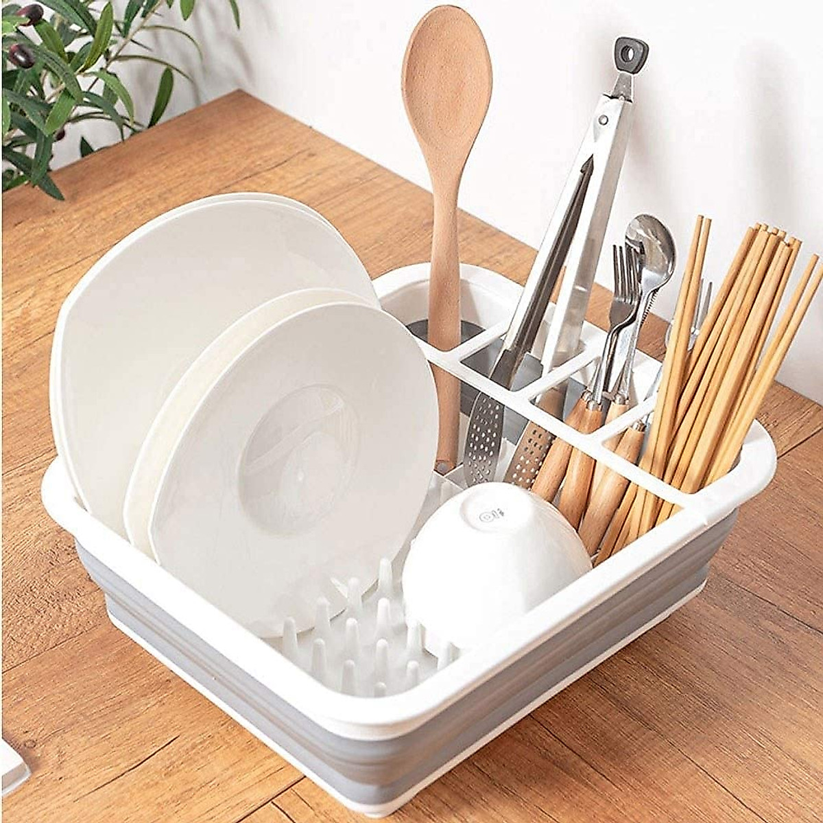 Plate Rack Draining Dish Rack Collapsible Drying Dish Storage Rack, Dish Drainer Dinnerware Basket For Kitchen Counter Campers Pan Plate Holder