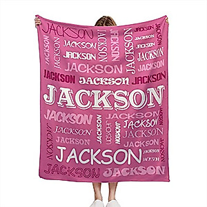 Personalized Blankets for Boys Girls with Name, Custom Kids Blanket for Women Men, Monogrammed Baby Throw Blanket Gift for Birthday Christmas, Customized Baby Gifts for Daughter Son