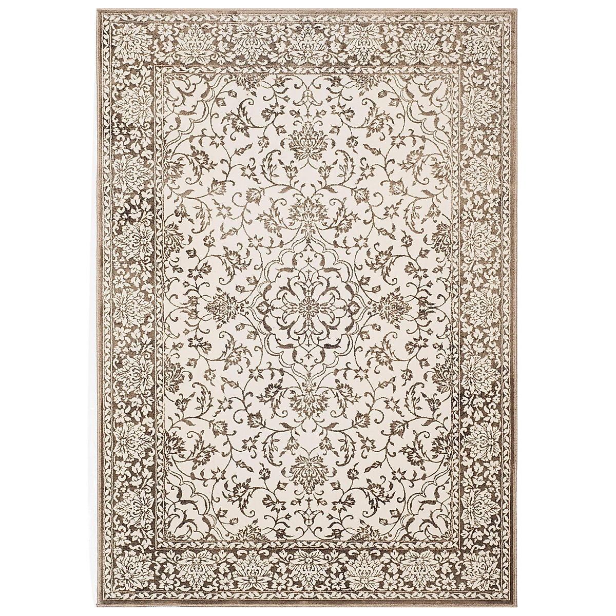 SAFAVIEH Noble Collection Area Rug - 5'1" x 7'6", Brown & Creme, Distressed Viscose Design, Ideal for High Traffic Areas in Living Room, Bedroom (NBL659-5280)