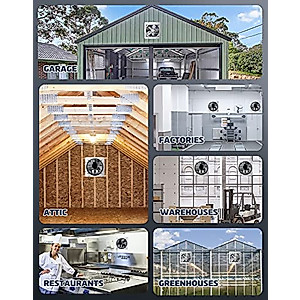 iLIVING 14" Wall Mounted Shutter Exhaust Thermostat Control-3 Speeds Vent Fan For Home Attic, Shed, or Garage Ventilation, 850 CFM, 1300 SQF Coverage Area, Variable, Silver