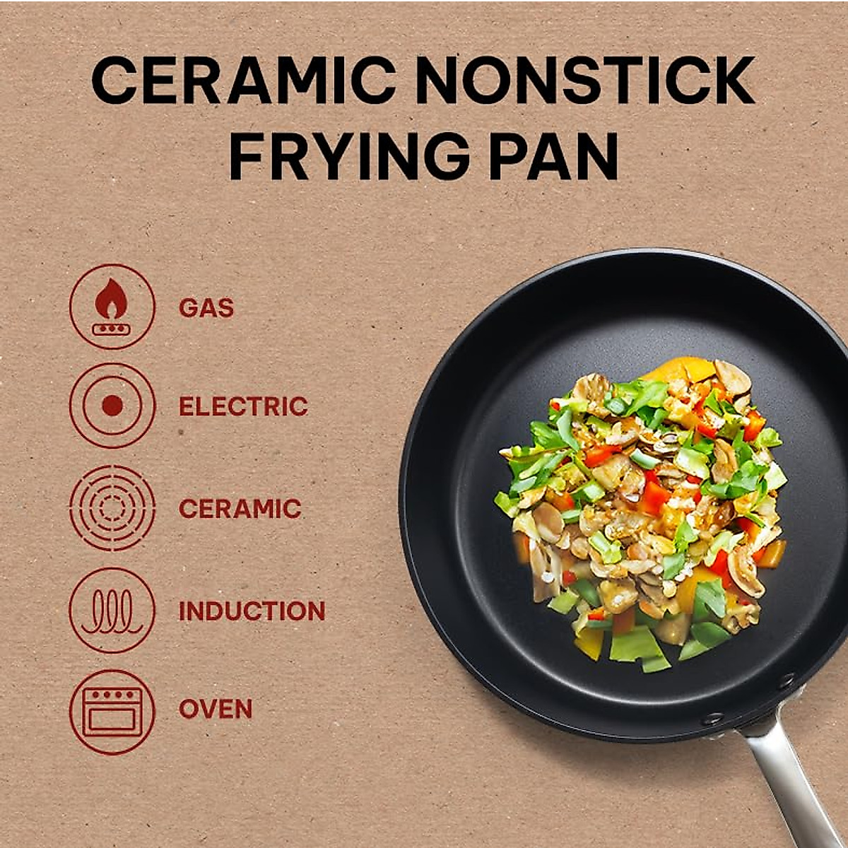 Alva Maestro Ceramic Nonstick Frying Pan Skillet Non Toxic Omelette Pan Kitchen Cookware 11" PFAS, PFOA & PFTE Free, for Cooking Pan Set, Induction Safe, Add to Your Pots and Pans Set Cookware