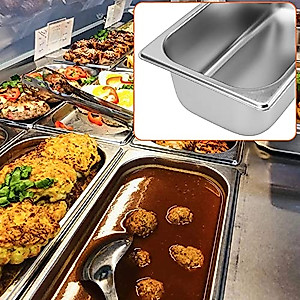 SINJEUN 8 Pack 1/3 Size x 4 Inch Deep Hotel Pan, Commercial Stainless Steel Pan Steam Pan for Restaurant, Hotel, Catering, Silver